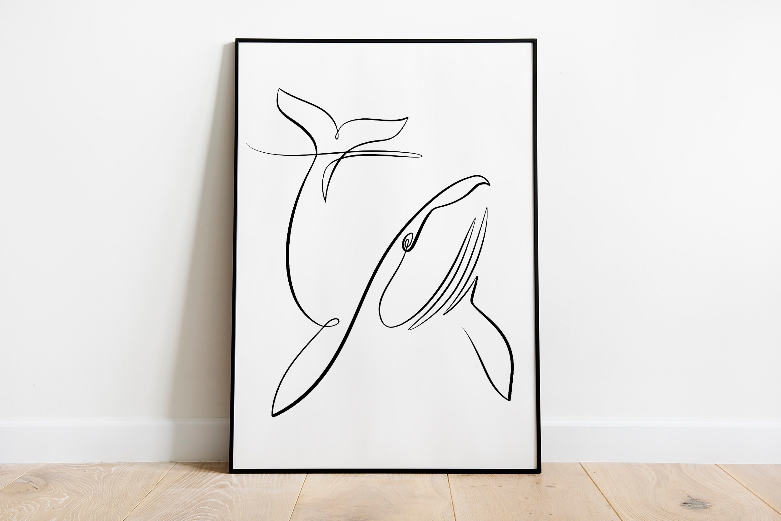 Whale Line Art Whale Print Abstract Ocean Art Minimalist - Etsy