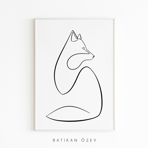 Printable Line Art Fox Poster Digital Fox Print Minimal Fox - Etsy