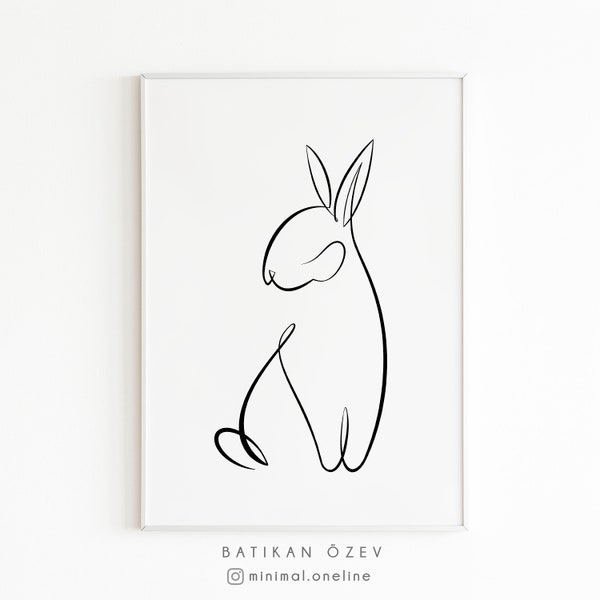 Rabbit Line Art - Etsy