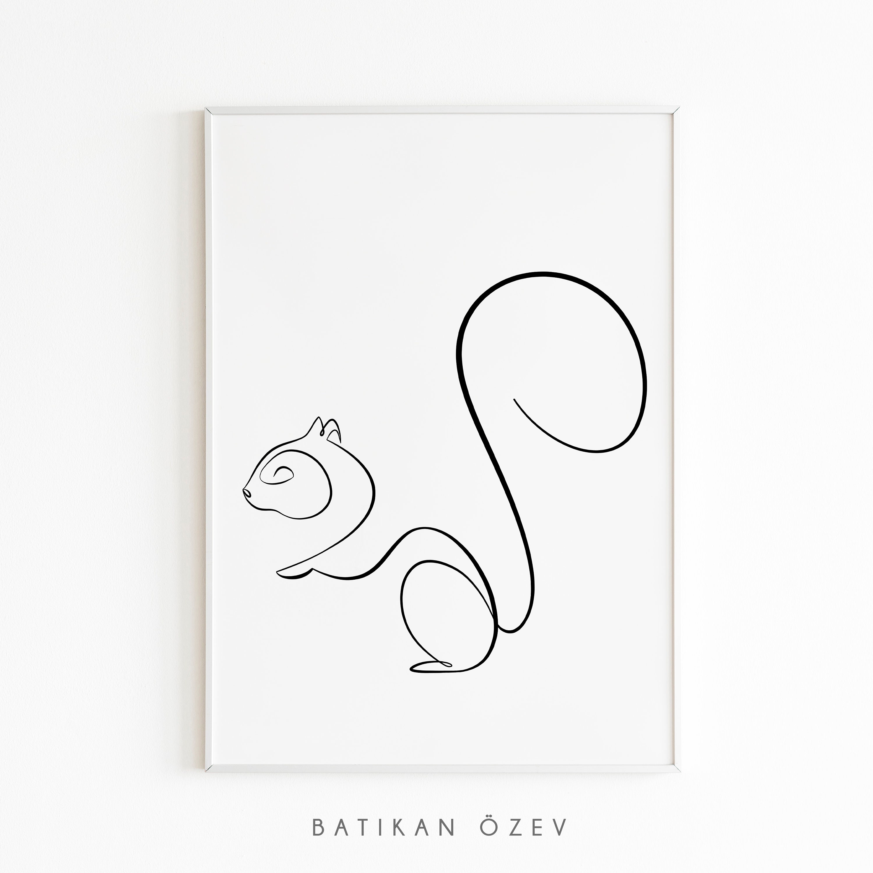 Printable Squirrel Poster Squirrel Line Art Drawing Wall - Etsy