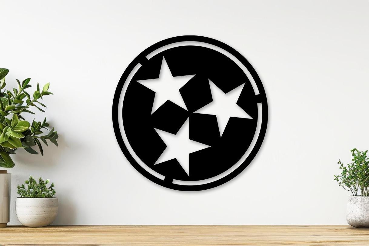 Tennessee Tri-star Svg Png Dxf, Tennessee Flag Clipart, Tri-star Metal ...