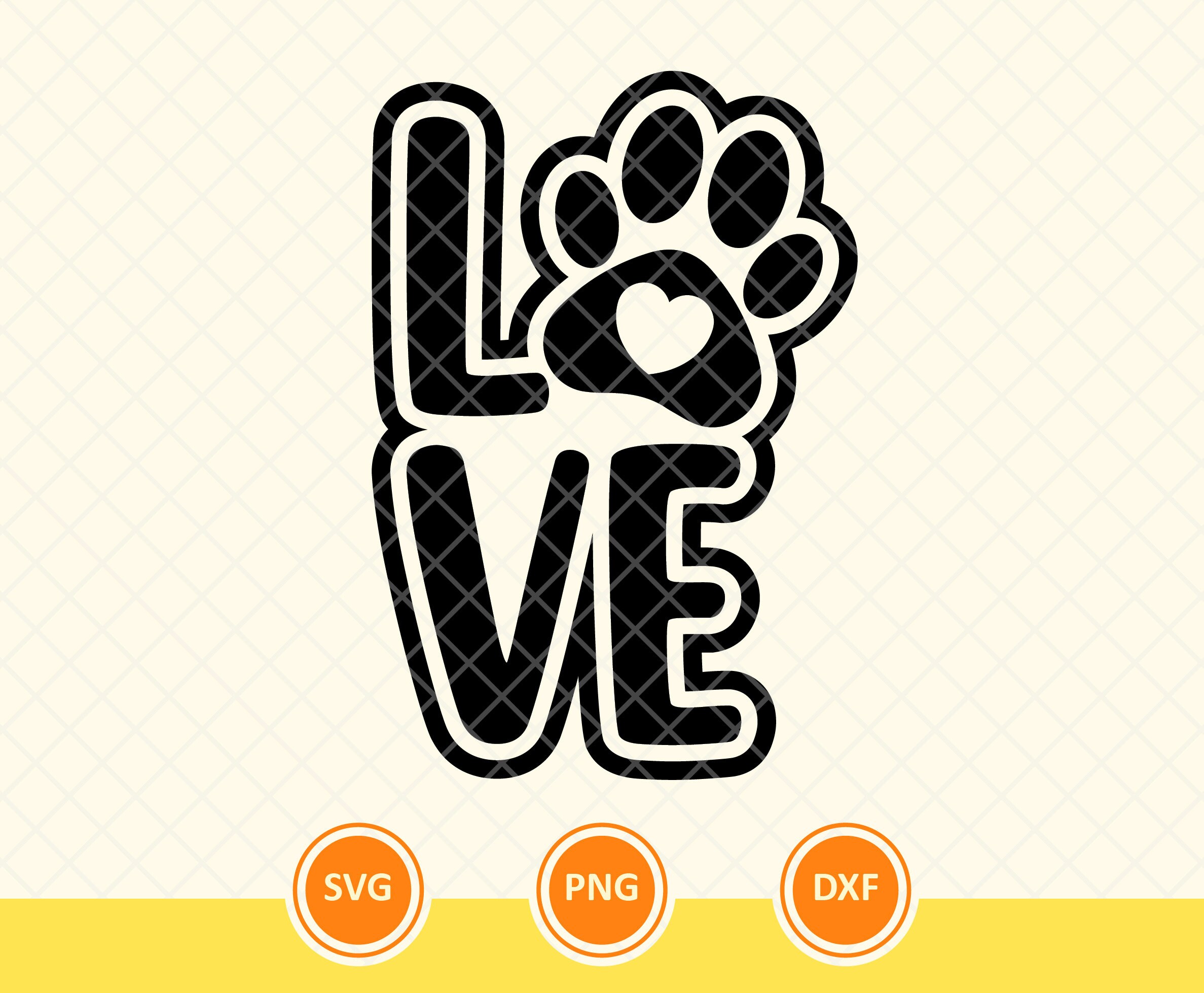 Buy Love Text Svg Paw Print Svg Heart Svg Dog Love Svg Adopt Online in ...