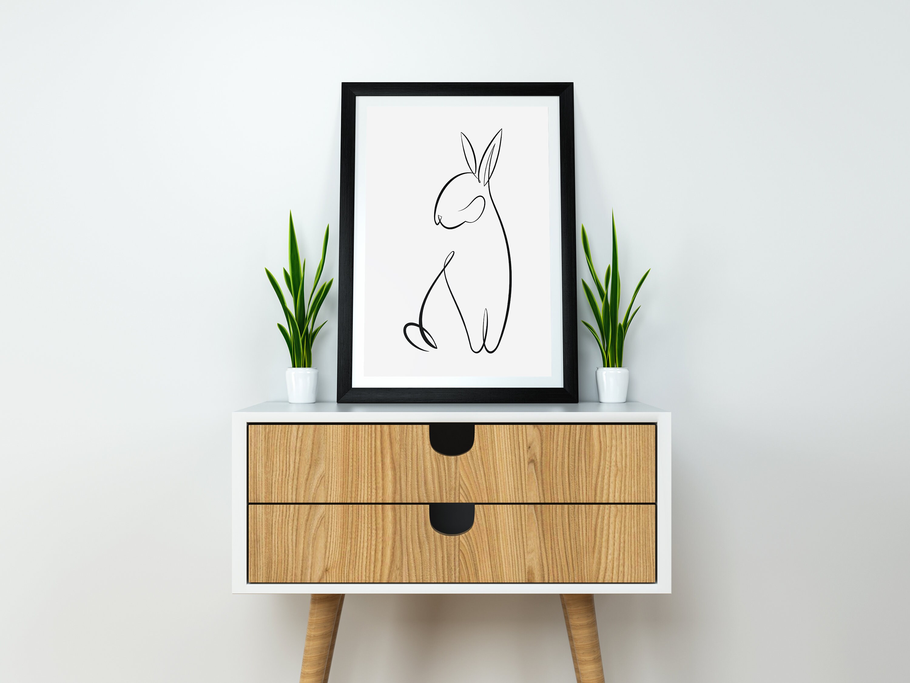 Arte de la figura del conejo abstracto dibujo del conejo - Etsy España