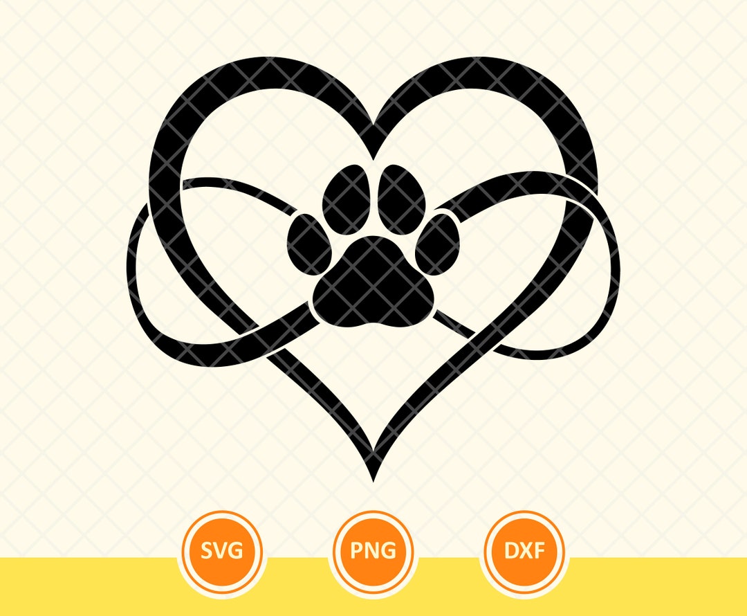 Dog Paw Print Svg, Infinity Symbol Svg, Heart Svg, Line Art Heart Svg ...