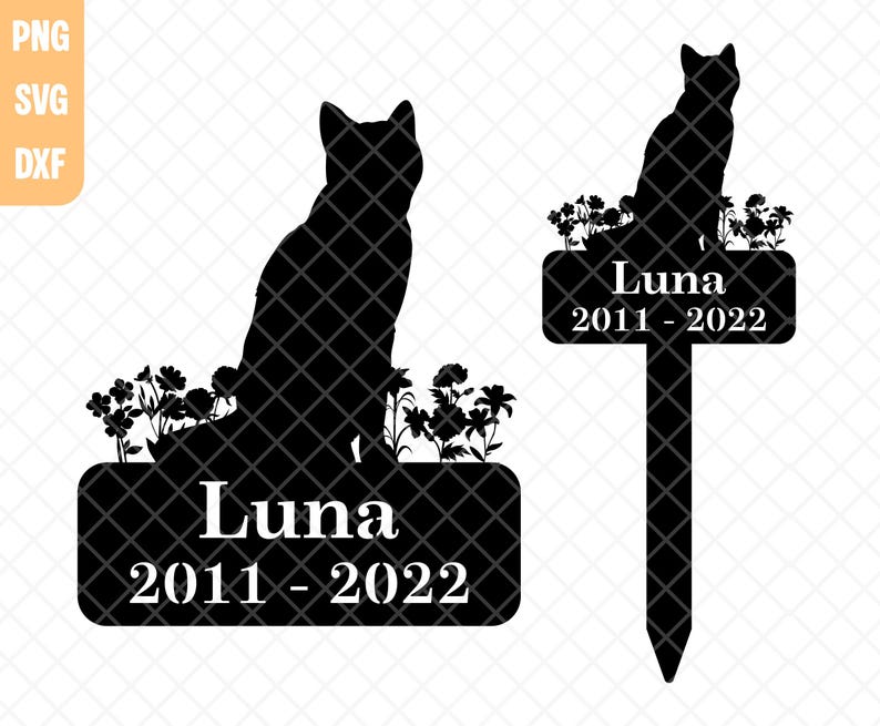 Custom Cat Memorial Stake Svg Png Dxf, Cat Grave Marker From Photo, Pet ...