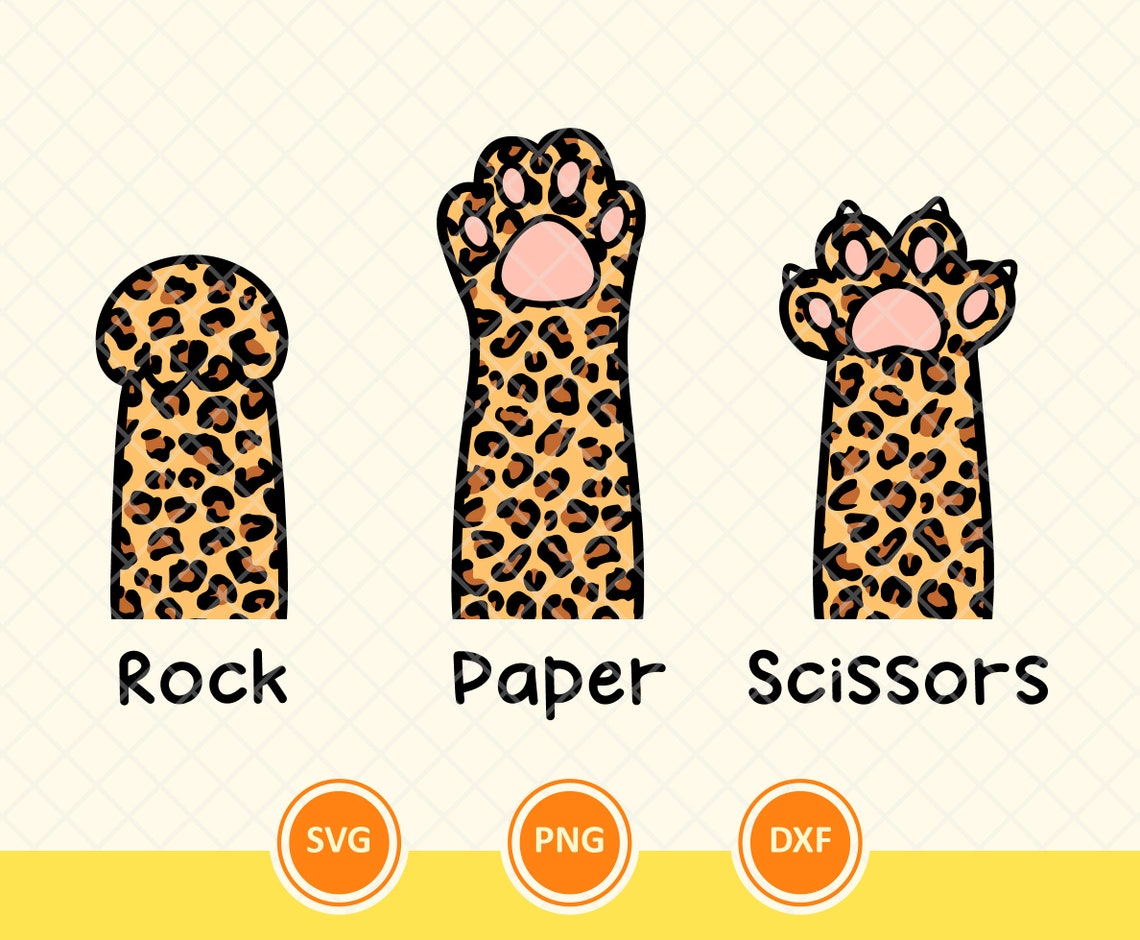 Rock Paper Scissors Svg Leopard Cat Paw Svg Cat Lover Svg - Etsy