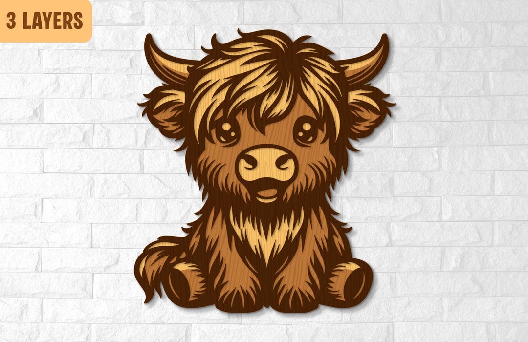 Cute Highland Cow Multilayer Svg Png Dxf, Layered Plywood, Laser Cut ...
