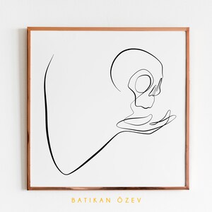 Abstract Skull Line Art Print, Skull Figure Poster, Hand Drawing ...