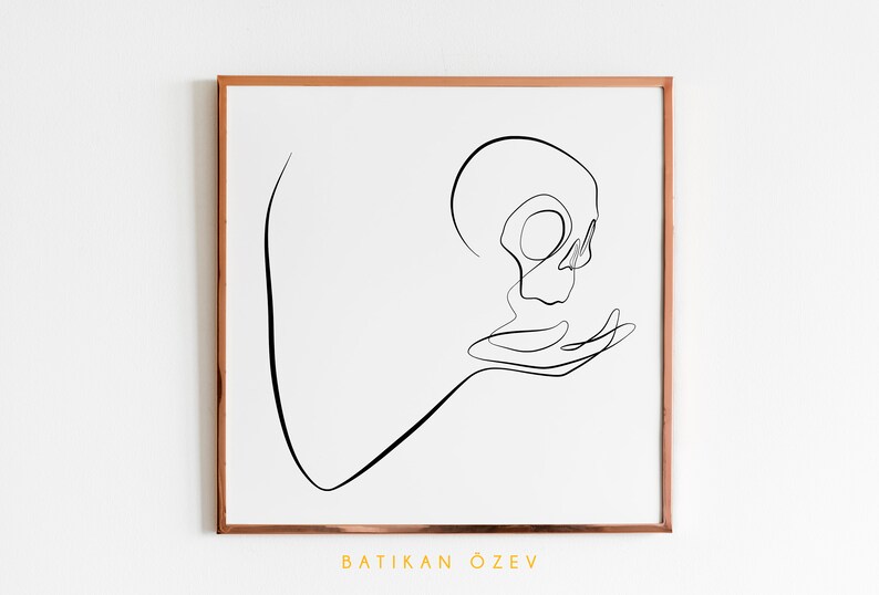 Abstract Skull Line Art Print Skull Figure Poster Hand - Etsy