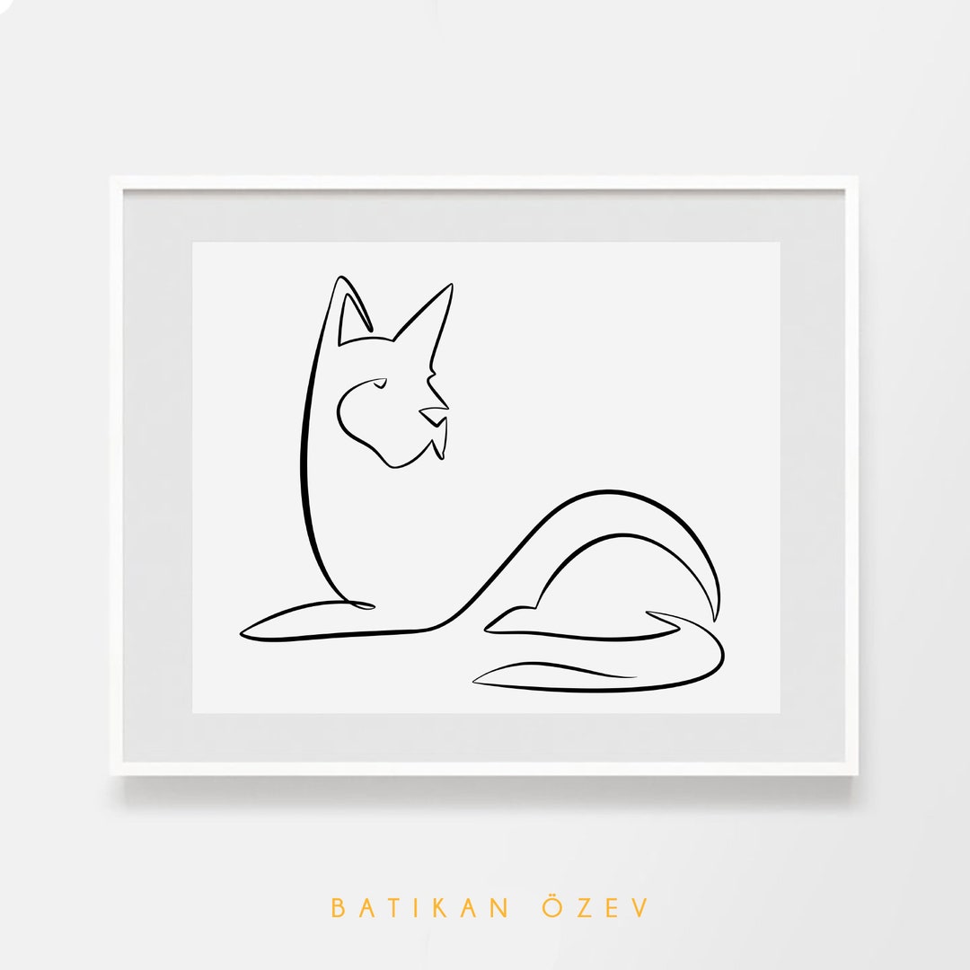Arte abstracto del perro, dibujo de una línea, figura del perro, arte ...