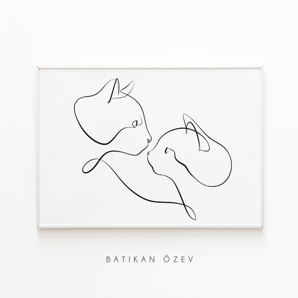 Cat Line Drawing - Etsy