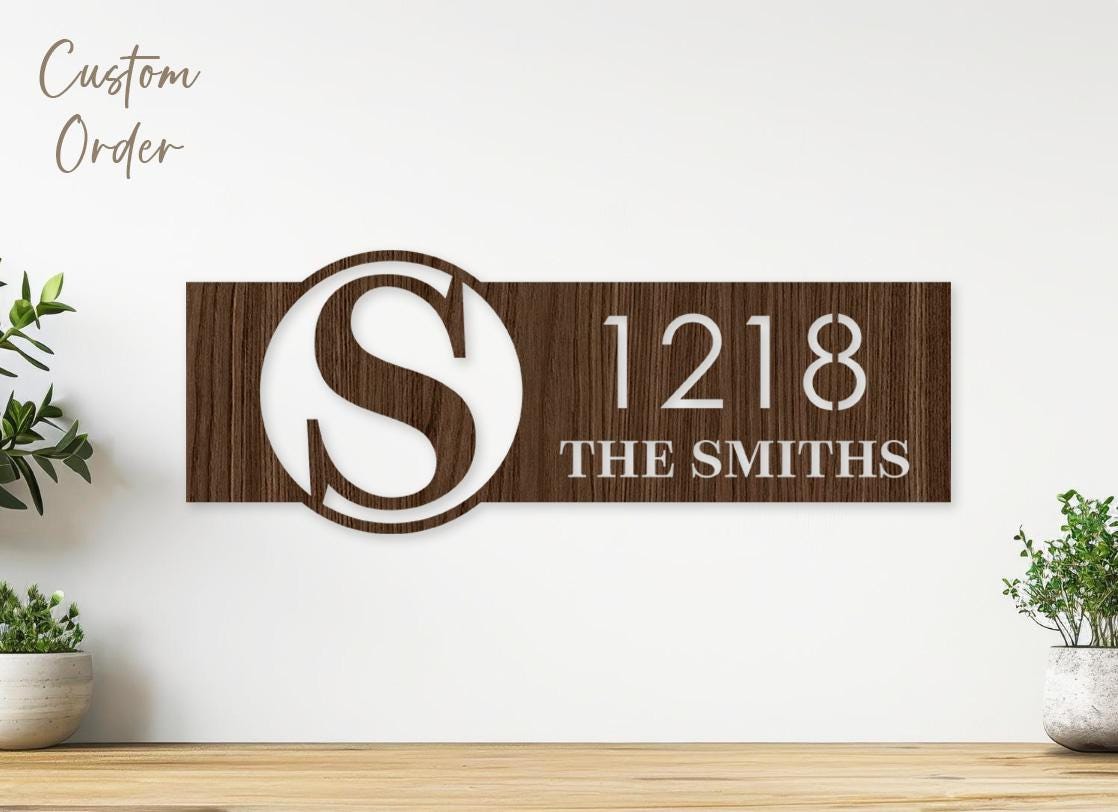 Custom Monogram House Number Sign Svg Png Dxf, Home Address Sign ...