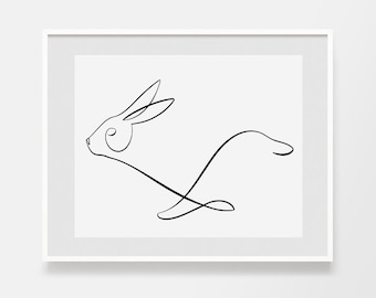 Rabbit Line Art - Etsy
