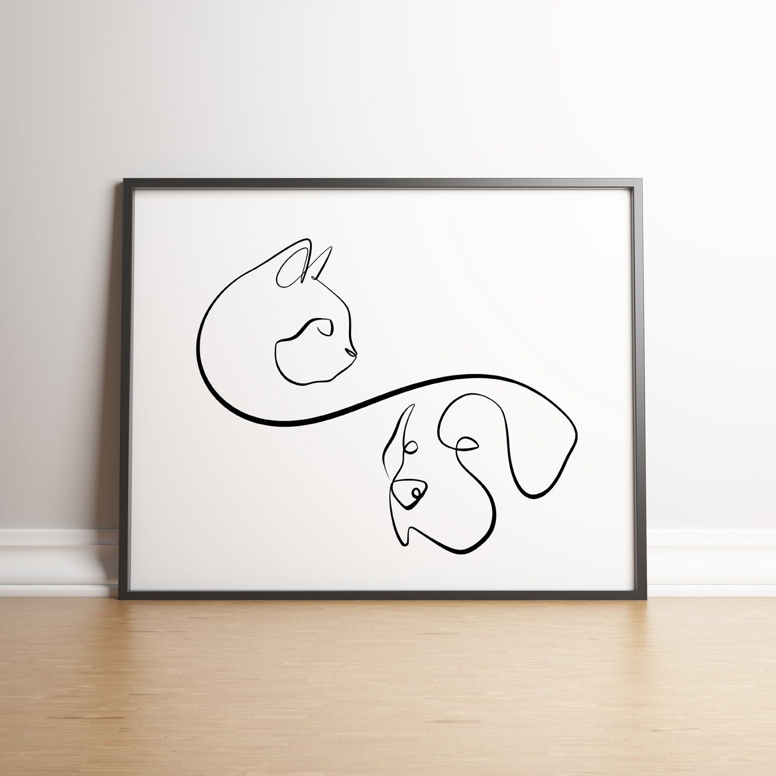 Cat Dog Line Art Modern Art Minimal Line Art Printable Cat | Etsy