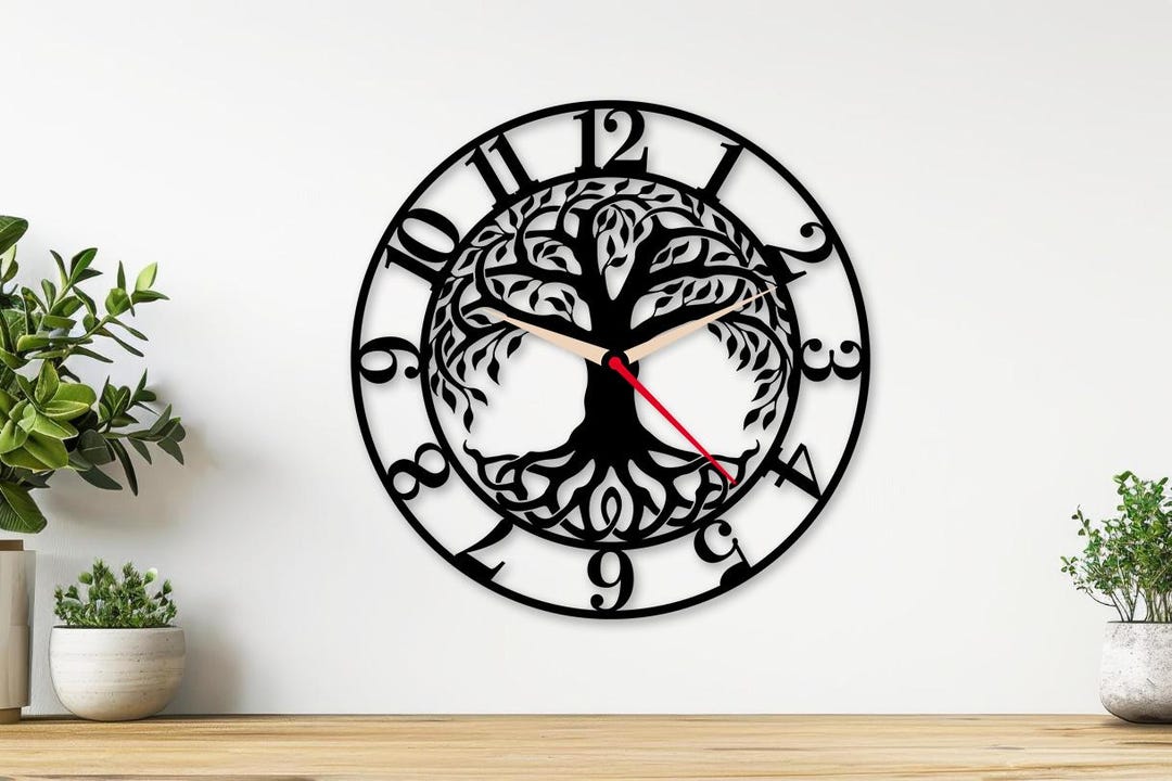 Tree of Life Wall Clock Face Svg Png Dxf, Tree of Life Clock Base ...