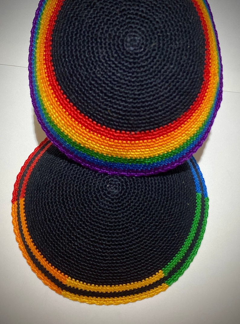Rainbow LGBTQ Pearl Cotton Handmade Crochet Kippah for Men Women ...