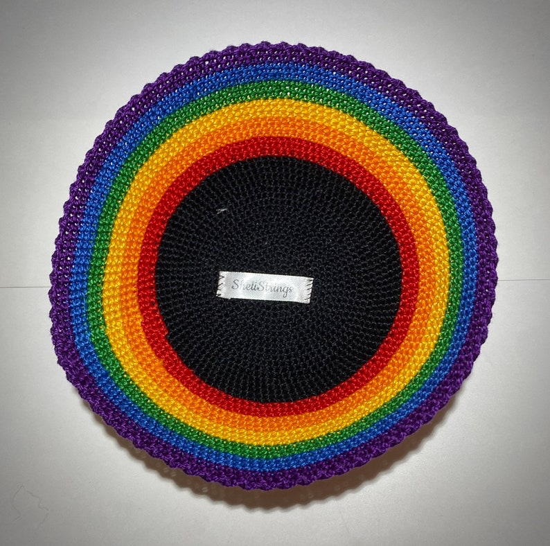 Rainbow LGBTQ Pearl Cotton Handmade Crochet Kippah for Men Women ...