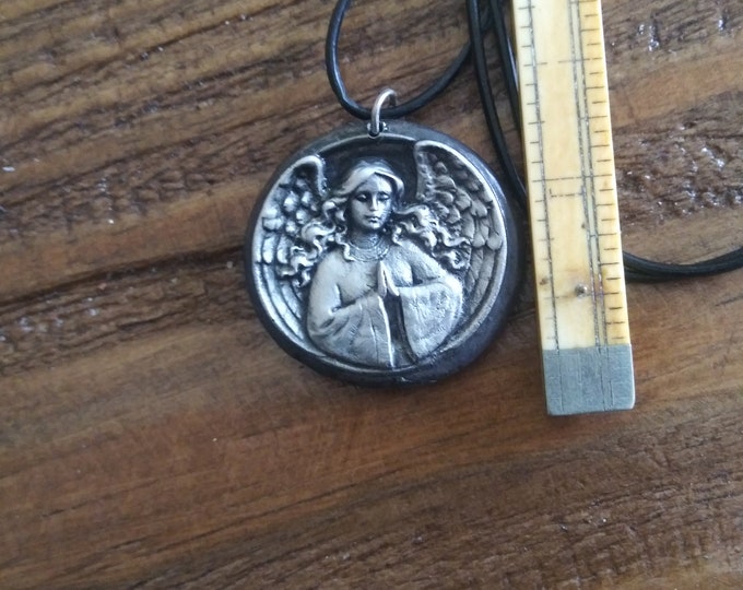 Hand Cast and Detailed Pewter Guardian Angel Necklace - Etsy