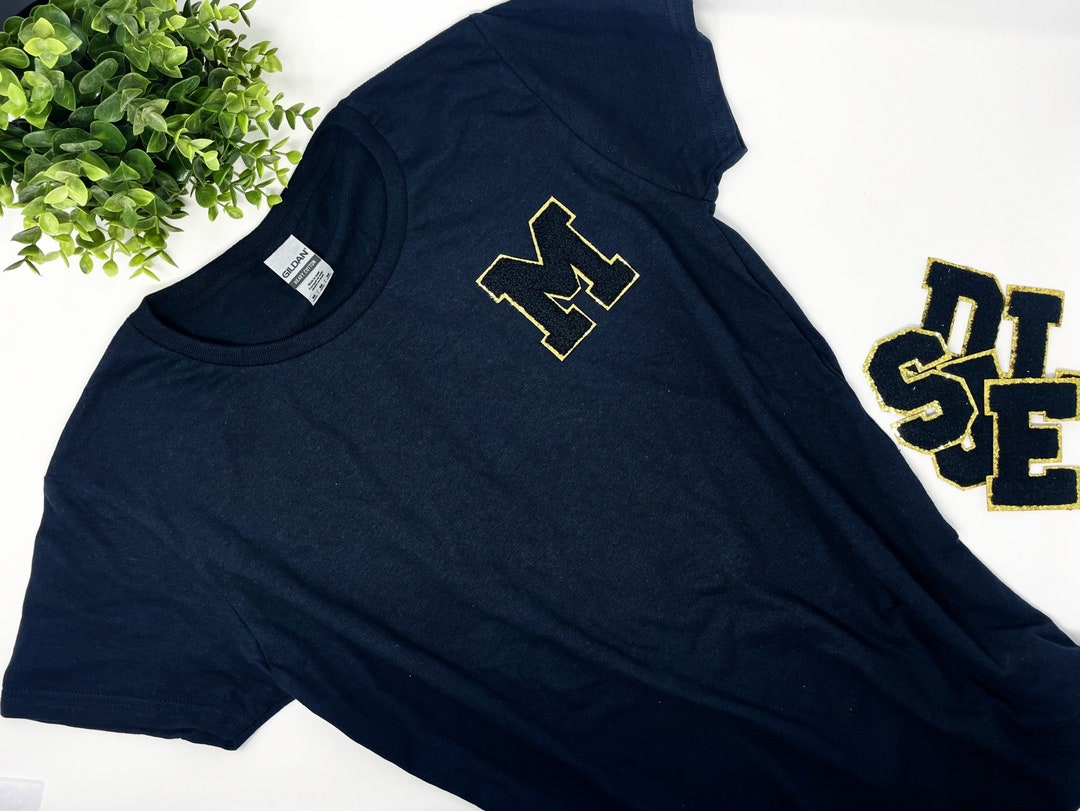 Custom Chenille Patch T-shirts, Chenille Varsity Letter Patch Soft Tee, Bridal Party Gift ...