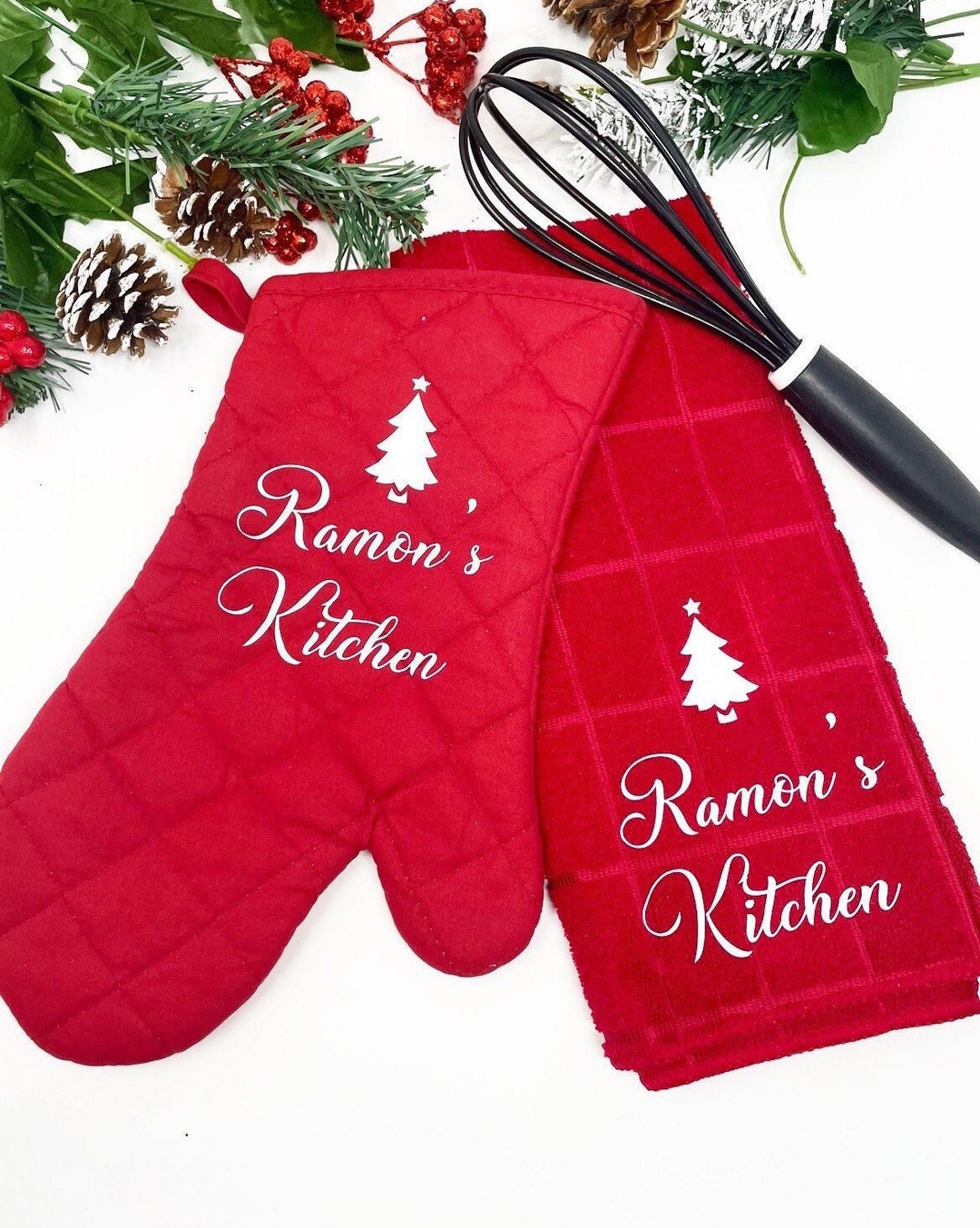 Custom Christmas Oven Mitt, Custom Kitchen Towel, Kitchen Gift Set ...