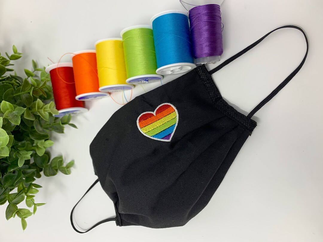 Rainbow Pride Face Mask, PRIDE Mask, Heart With Rainbow Flag, LGBTQ ...
