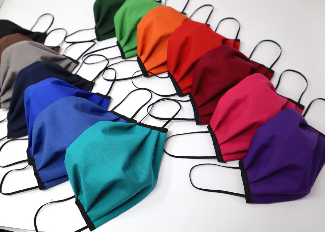 Solid Color Cotton Face Mask, Adjustable 3 Layer Mask With Filter ...