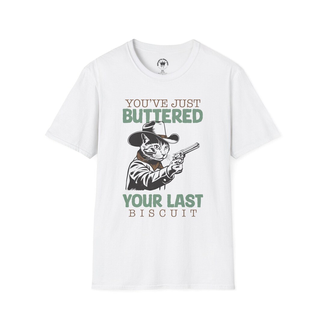 Cat Cowboy Buttered Biscuit T-shirt, Funny Cat Tee, Western Kitty Shirt ...