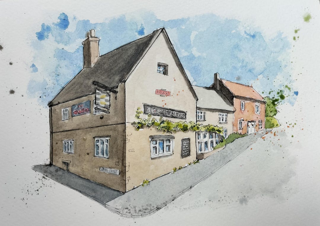 Hand-painted Building Portraits - Personalised Watercolours in an Ink and Wash Style (birthdays ...