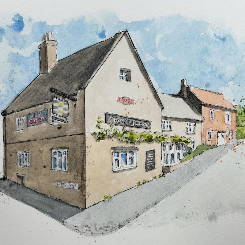 Building Drawing Custom Hand Painted - Etsy UK