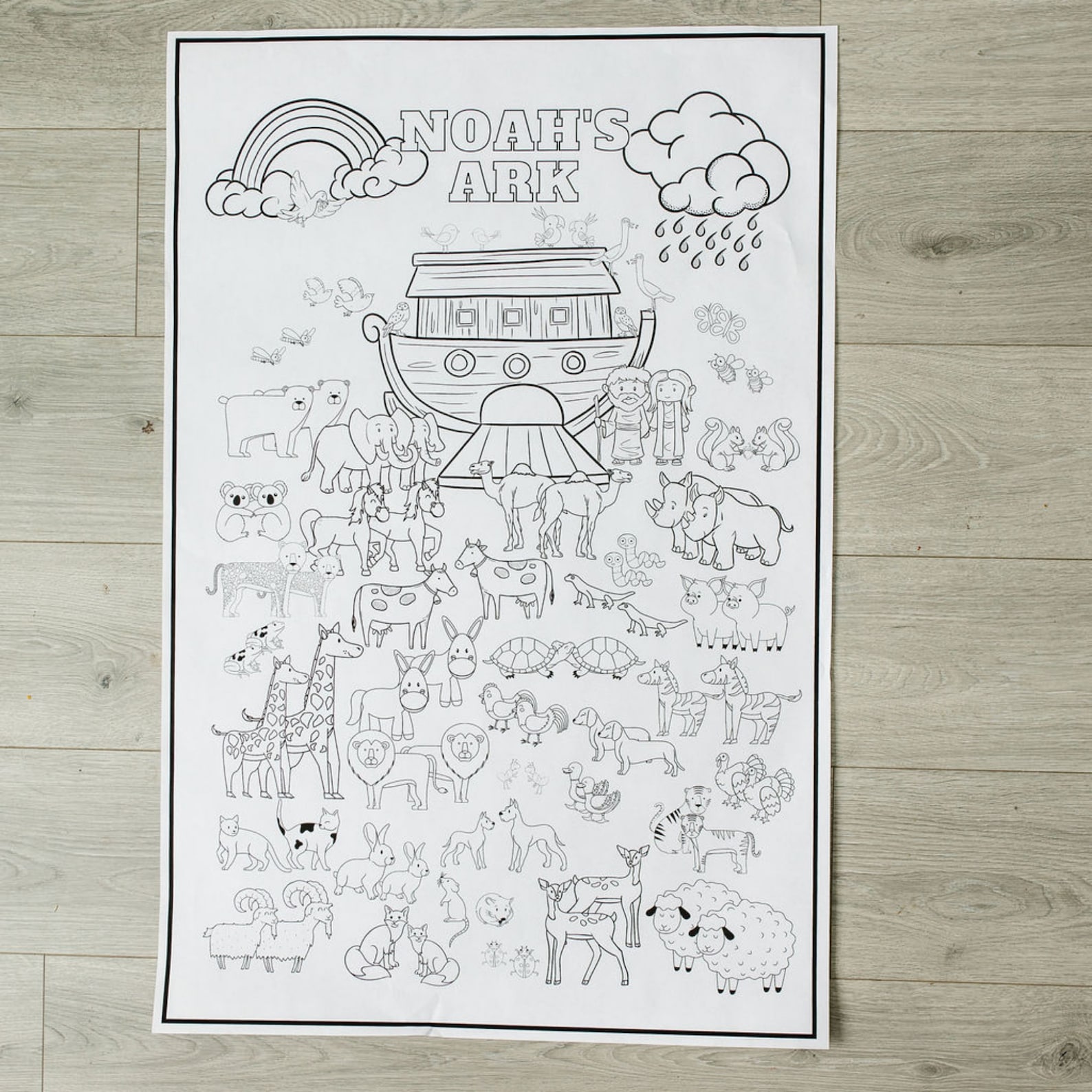 Noah's Ark Coloring Poster Old Testament Activity for Kids General ...