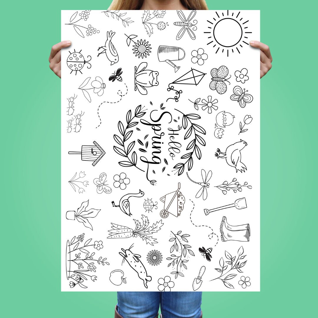 Easter Coloring! Oversized Coloring Poster for Easter Spring General ...