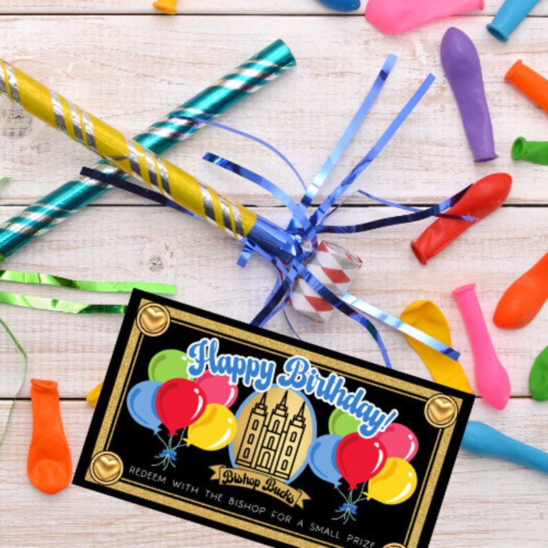 Birthday Bishop Bucks LDS Primary Birthday Gift Digital File Instant ...