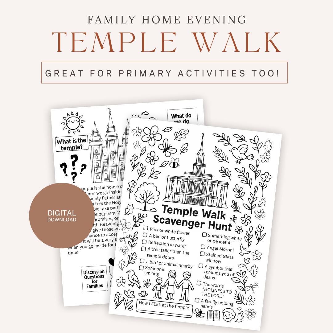 LDS Temple Scavenger Hunt Printable | Primary Activity | Family Home ...