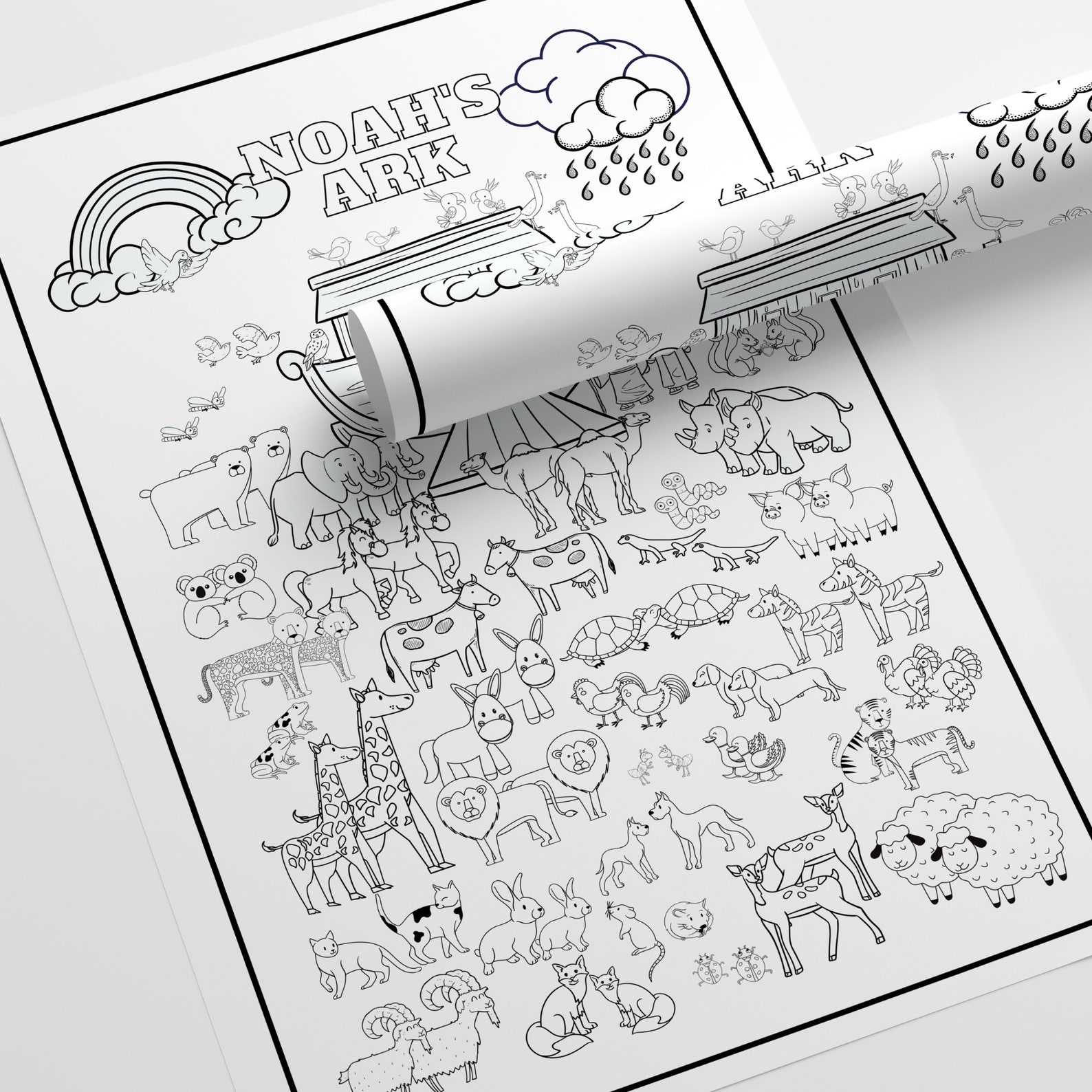 Noah's Ark Coloring Poster Old Testament Activity for Kids General ...