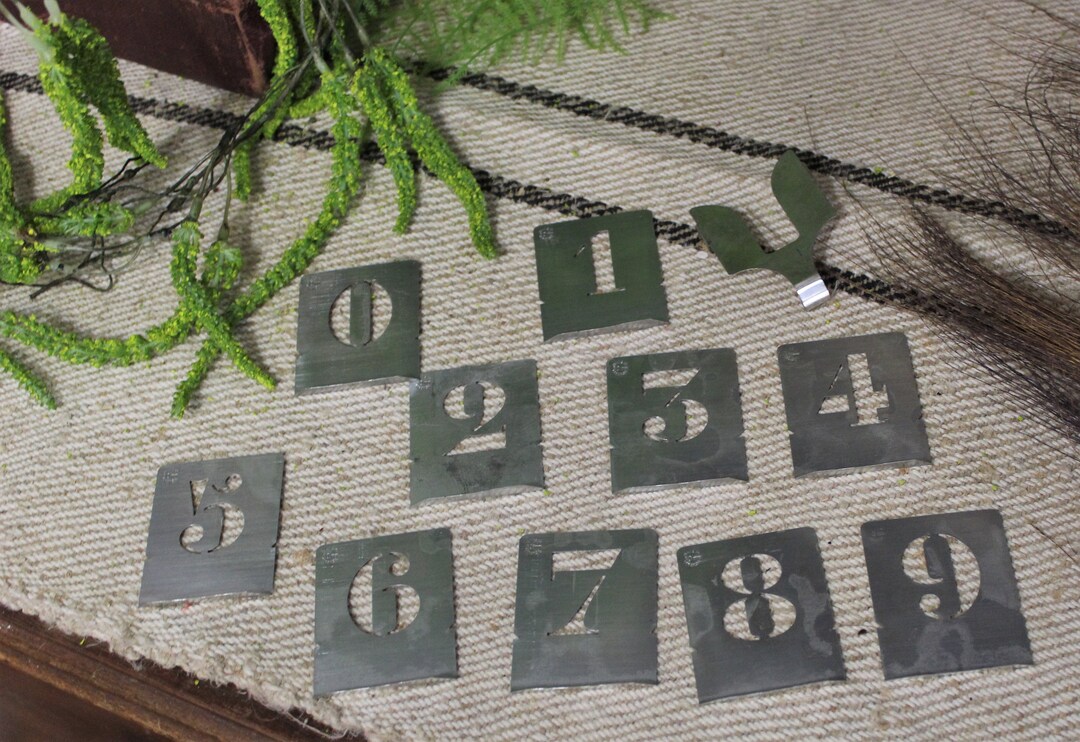 Vintage French Stencil Set Numbers Metal Made in France Fancy Numerals ...