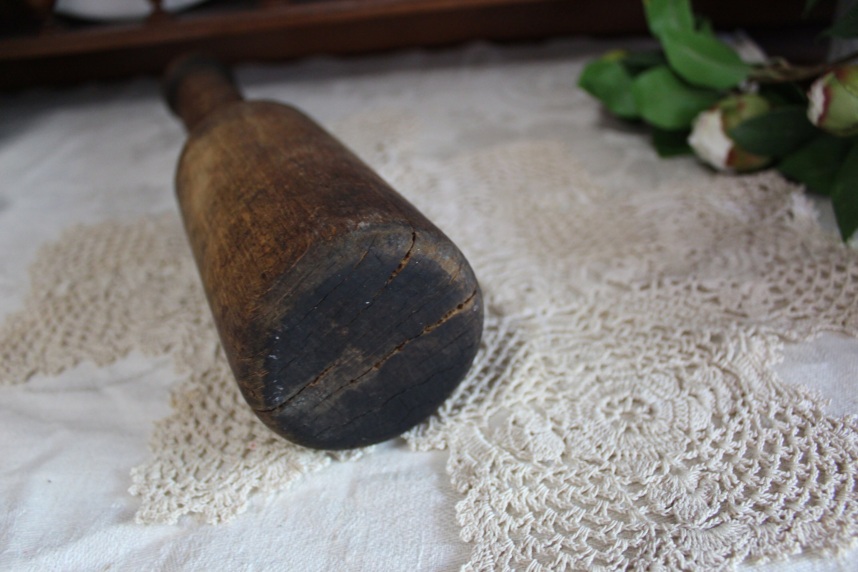 Vintage 1880 Antique LARGE Wood Mortar 12 Inches Primitive - Rustic ...