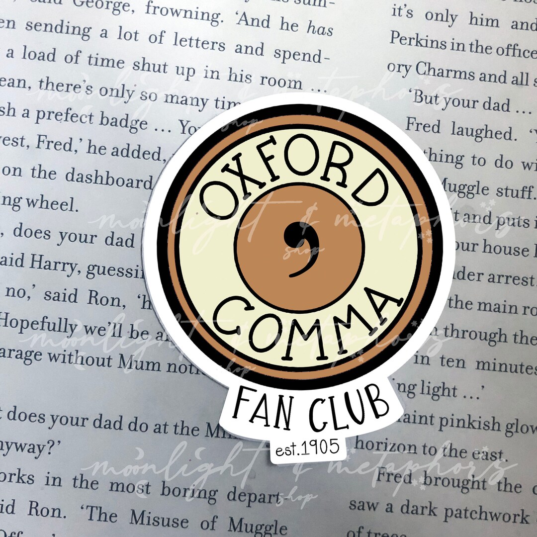 Oxford Comma Fan Club Sticker - Etsy