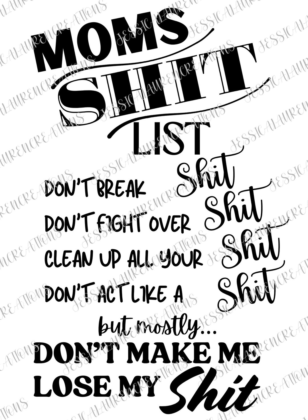 Mom's Shit List PNG, Funny Transparent Background (digital Download) - Etsy