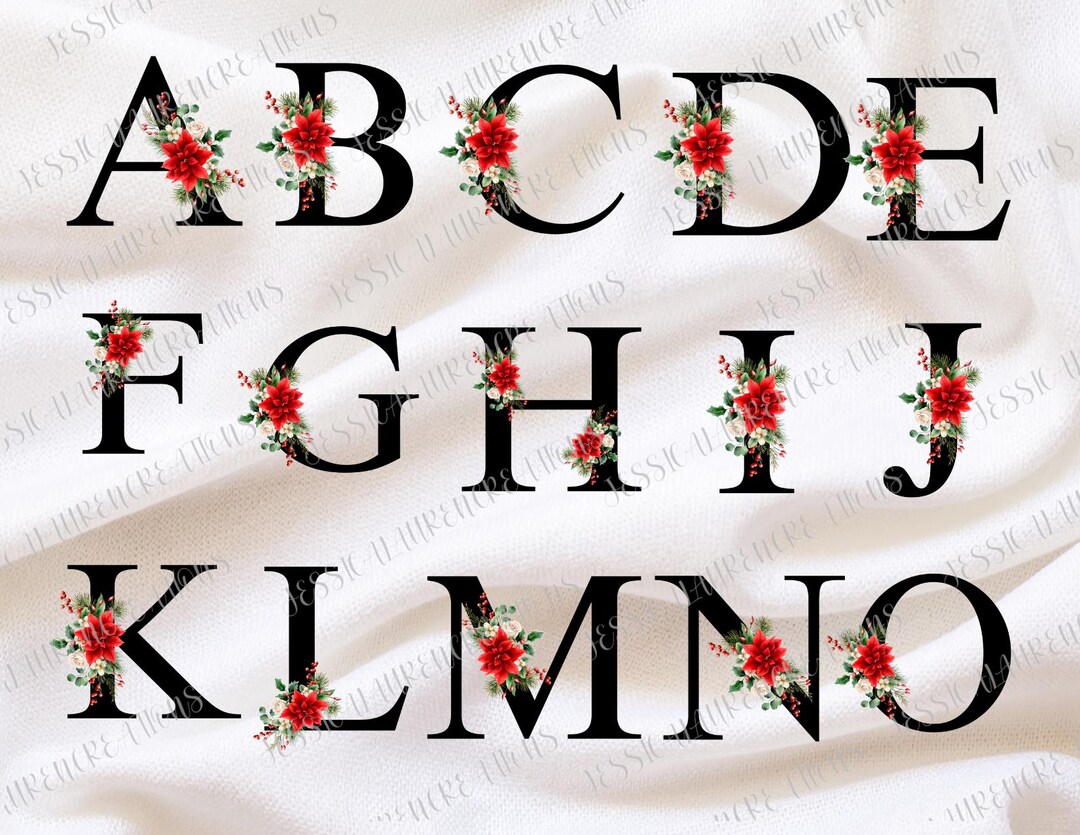 Christmas Poinsettia Alphabet PNG Clipart (digital Download) - Etsy