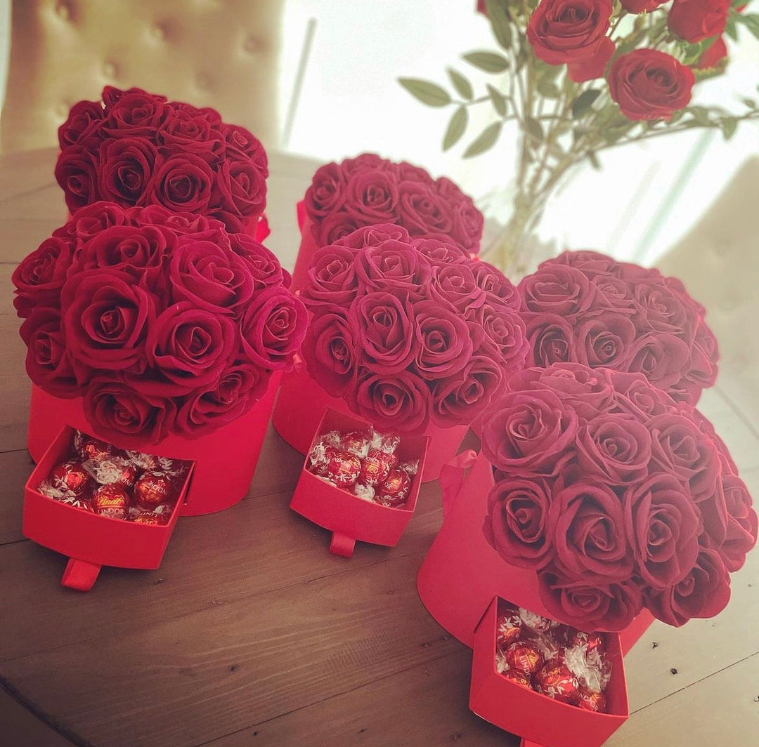 Velvet Red Rose Flower Box - Etsy