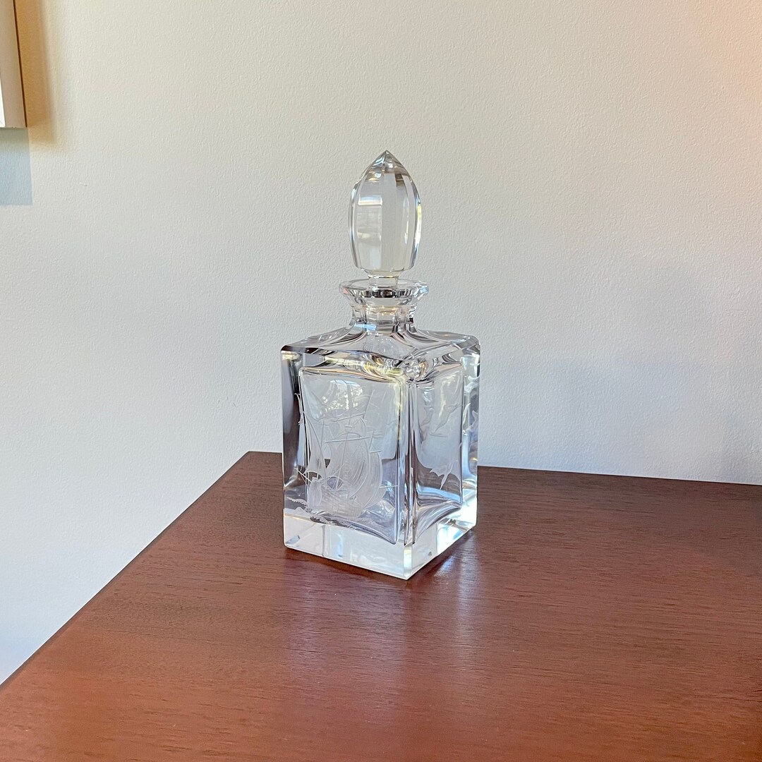 ROSENTHAL Crystal Decanter Cut and Etched Wooden Sailing Ship - Etsy