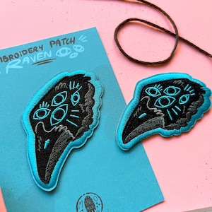 Creepy Raven Embroidered Patch | Cryptid Raven - Bird - Crow ...