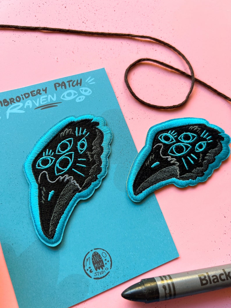 Creepy Raven Embroidered Patch | Cryptid Raven - Bird - Crow ...
