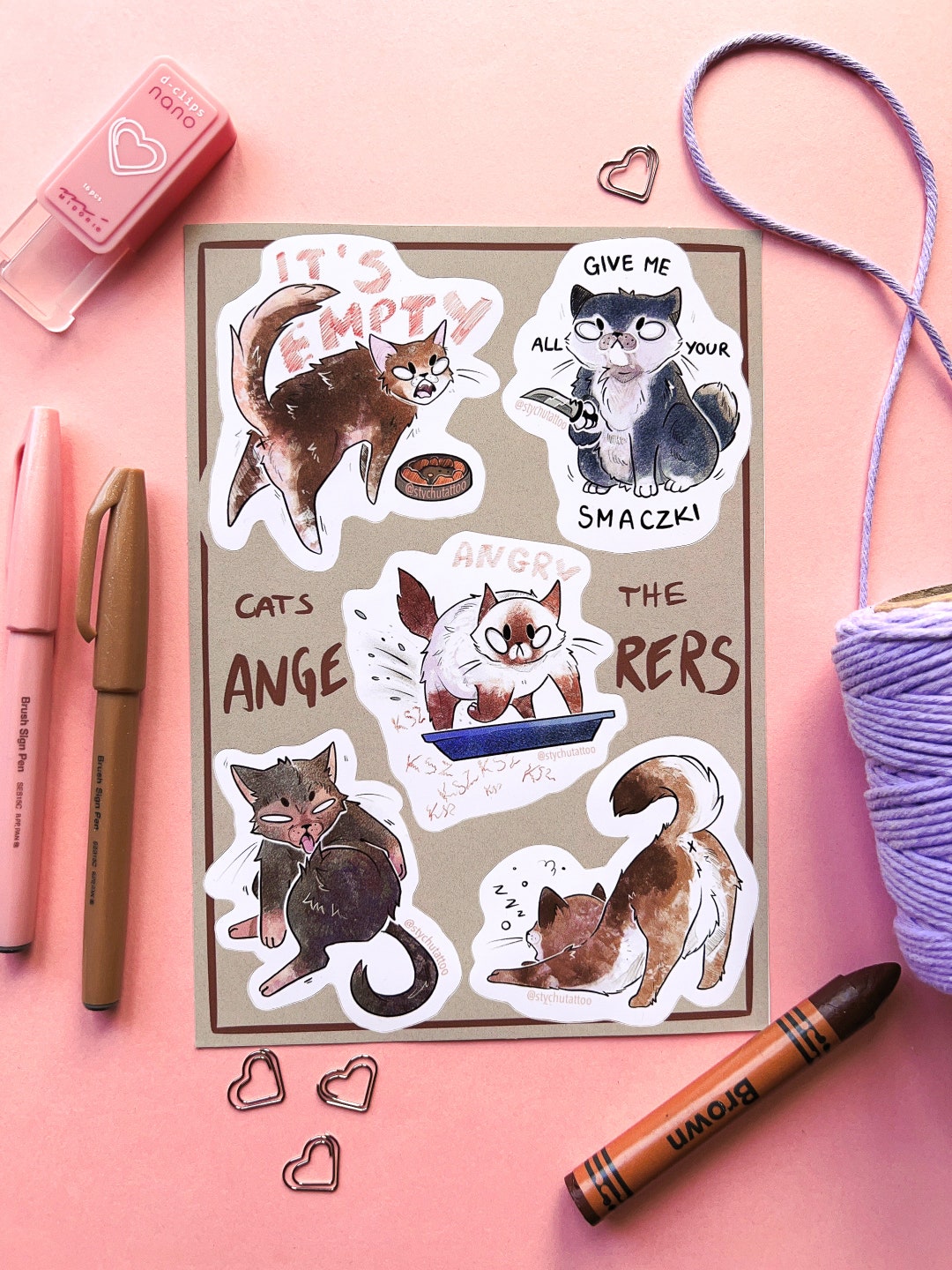 Angry Cats Sticker Sheet - Cat Stickers | Cat Mom - Cat Dad - Cat ...