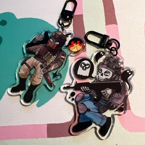 Ghost and Konig Acrylic Epoxy Keychains | Charms - Call of Duty - Cod - König - Simon Riley ...