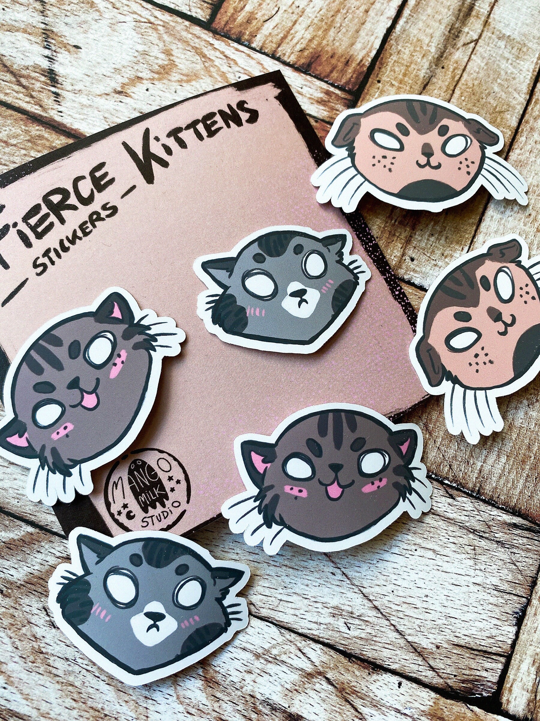 Fierce kittens vinyl sticker set kitten cat cats heads | Etsy