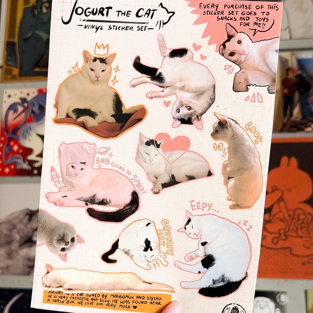 Jogurt the Cat - Vinyl Sticker Set | Cat Sticker - Cats - Cat Lover ...