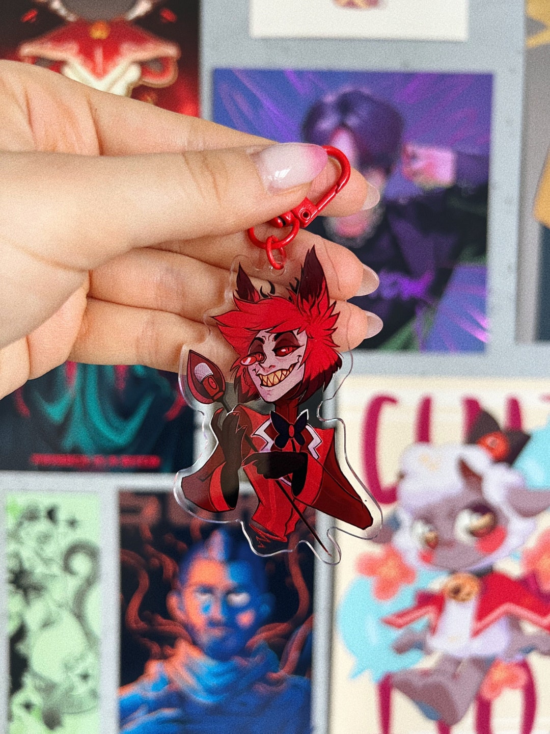 Alastor Acrylic Keychain Hazbin Hotel Charm Radio Demon Animation Deer ...