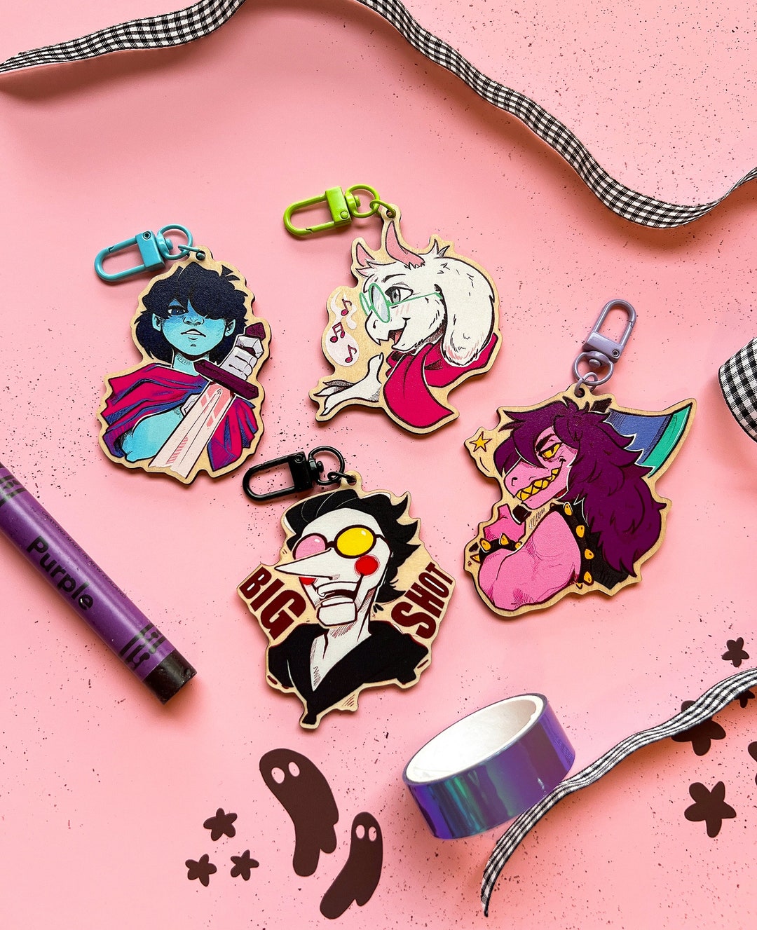 Deltarune Wooden Keychains Susie Ralsei Kris Spamton Big Shot Undertale ...