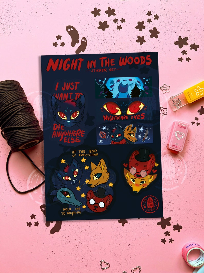 Night in the Woods Vinyl Sticker Set Nitw Gregg Mae Borowski Gregg ...